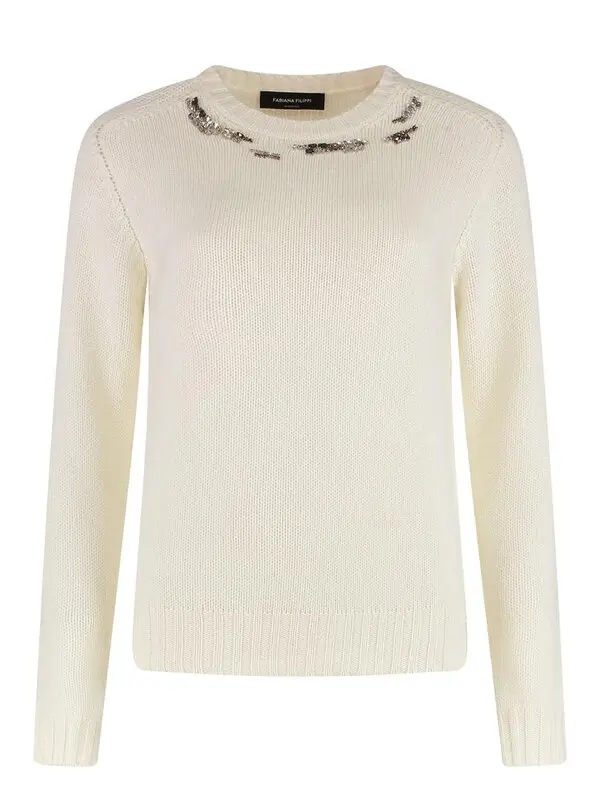Fabiana Filippi Wool-blend Crew-neck Sweater - White