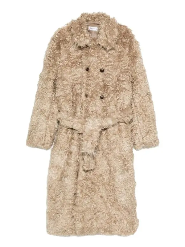 ERNEST W. BAKER Faux-fur Double-breasted Coat - Beige