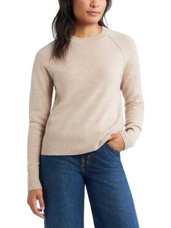 Caslon Raglan Sleeve Wool & Cashmere Sweater - Tan Doeskin Heather