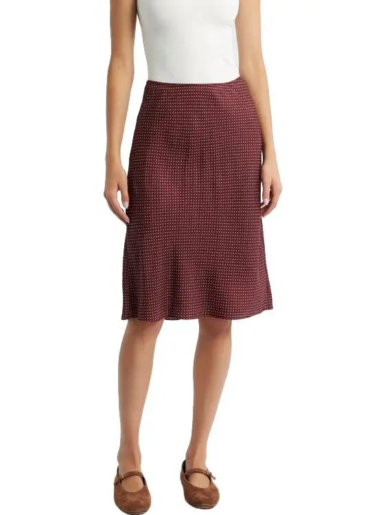 DÔEN Elowette Pin Dot Silk Blend Twill Skirt - Burgandy Colette Dot