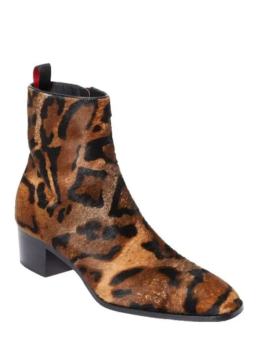 CHRISTIAN LOUBOUTIN Ziggissimo Calf Hair Ankle Boot - Brown Print Calf Hair