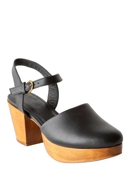 FORTRESS Willow Mary Jane Platform Clogs - Black