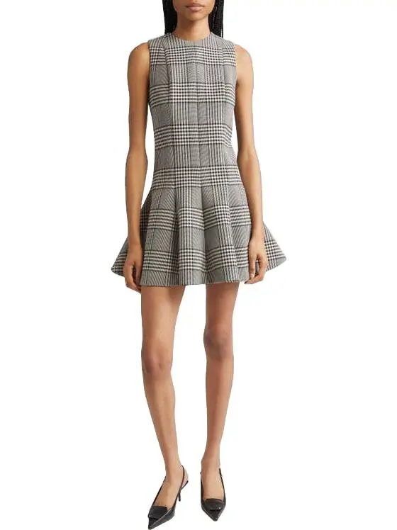Brandon Maxwell Sophie Virgin Wool Fit & Flare Minidress - Prince Of Wales Plaid