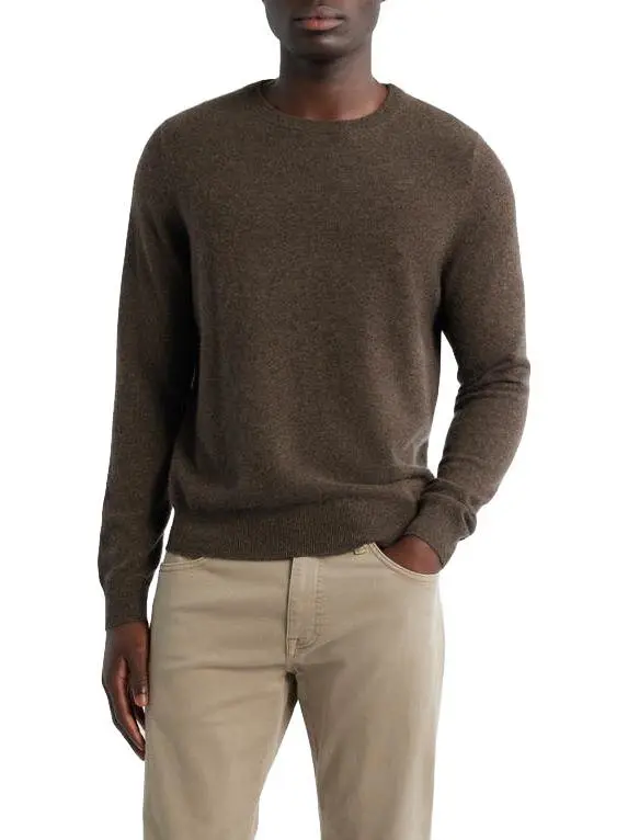 Nordstrom Cashmere Crewneck Sweater - Brown Desert Heather