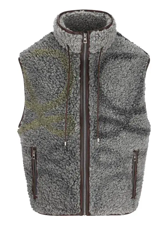 Loewe Vest With Shearling Effect And Leather Trim - Multicolour