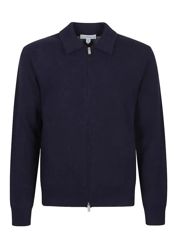 LARDINI Double Knitted Bomber Jacket - Blue