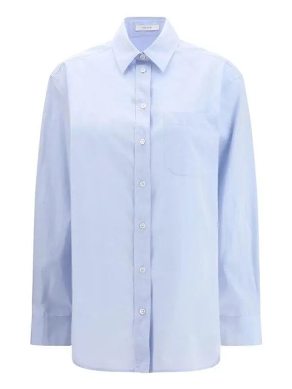 THE ROW Metis Cotton Poplin Shirt - Blue