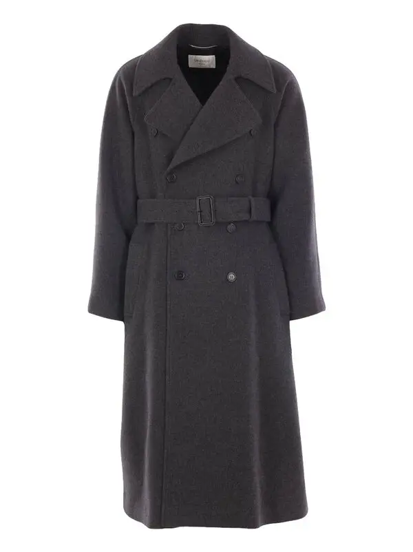 Saint Laurent Oversized Cashmere Coat - Grey