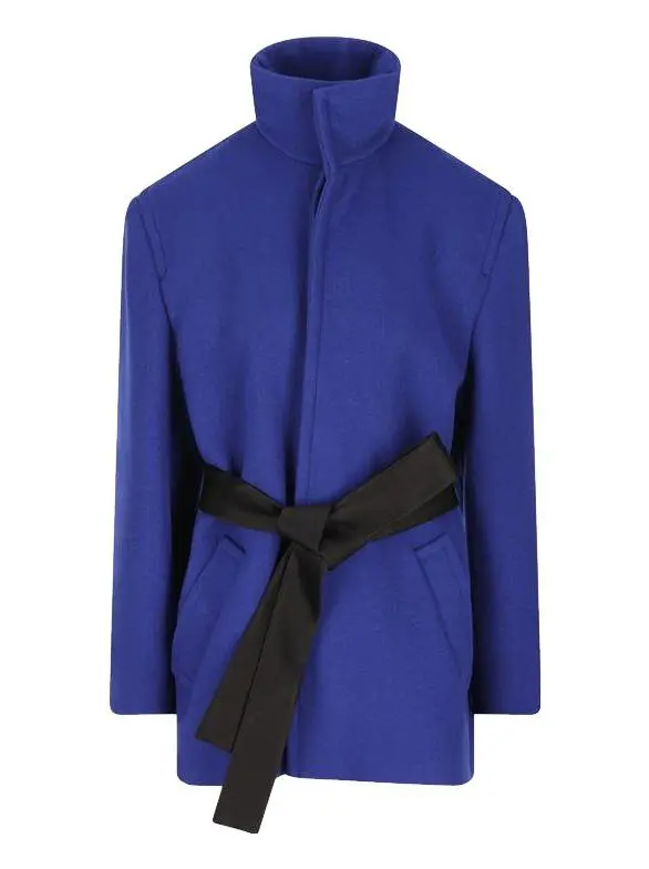 Saint Laurent Boxy Wool Coat - Bleu Outremer