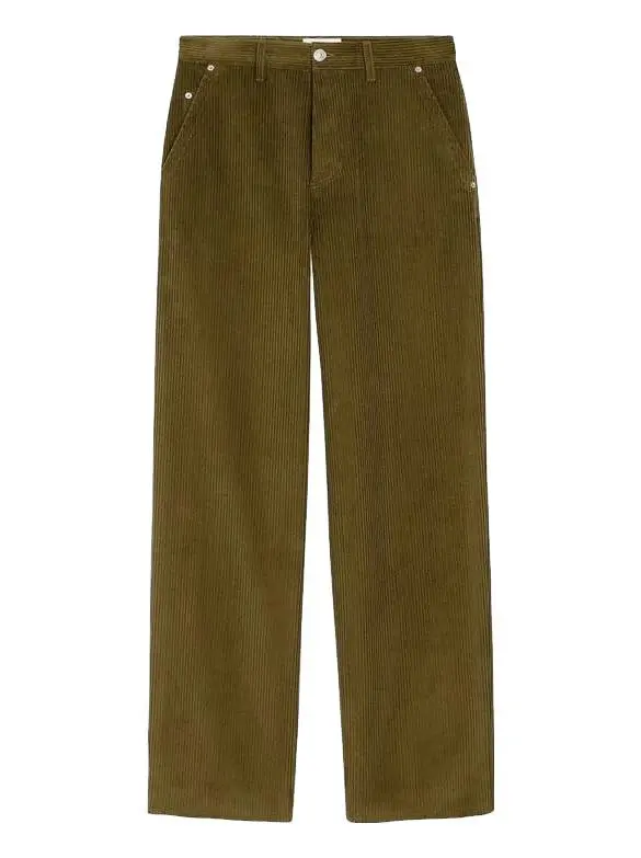 Ami Bronze Corduroy Wide Leg Trousers - Brown