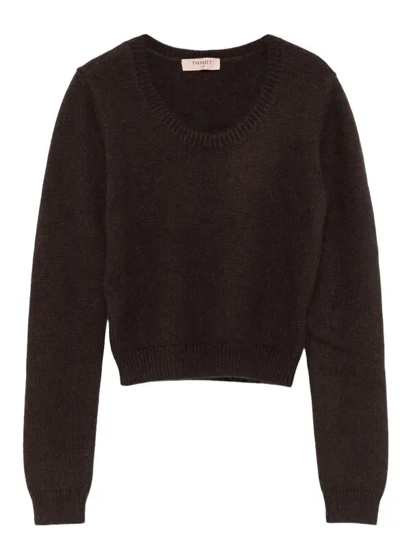 TWINSET Crew Neck Pullover Sweater - Brown