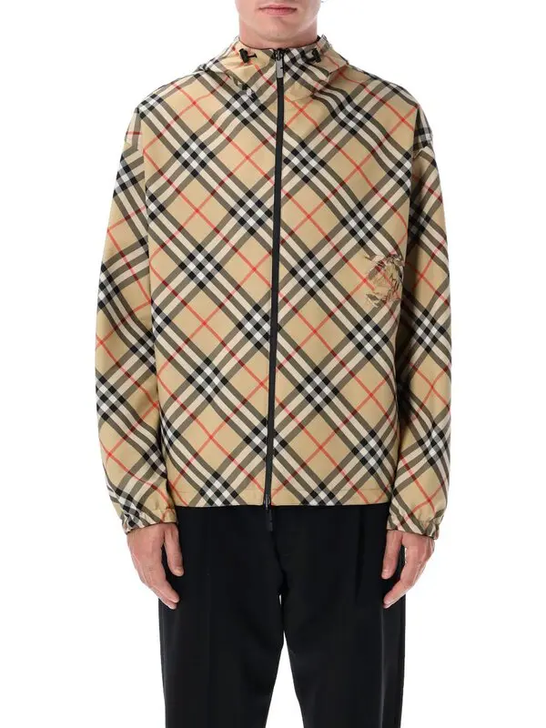 Burberry Reversible Check Hooded Jacket - Sand Ip Check / Black