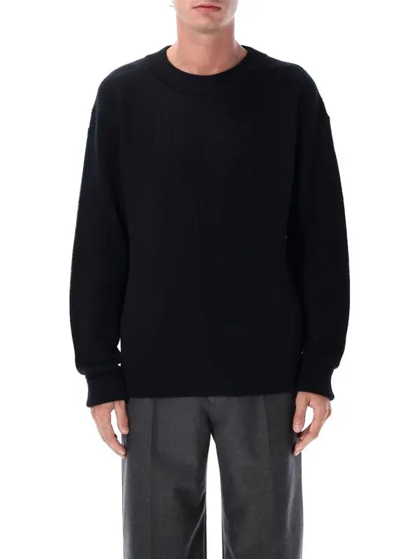 LEMAIRE Boxy Ribbed Virgin Wool Sweater - Black