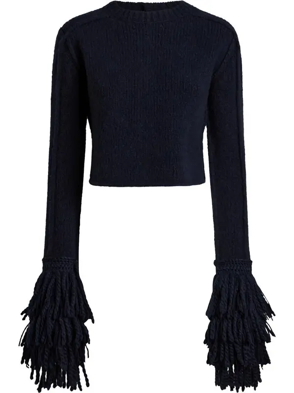 Etro Fringed Wool-blend Cardigan - Navy