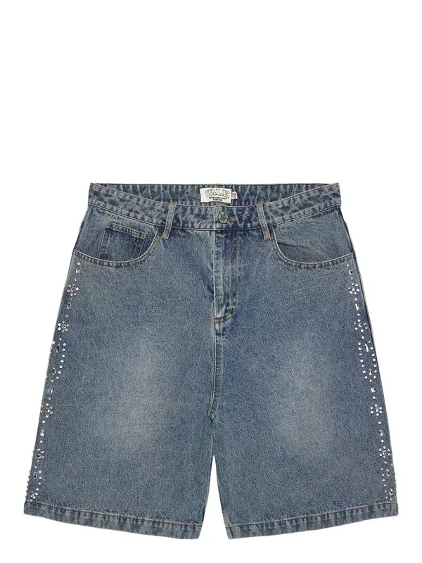 VALE FOREVER Embellished Denim Jorts - Blue