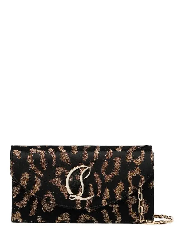 CHRISTIAN LOUBOUTIN Leopard-print Velvet Clutch - Black