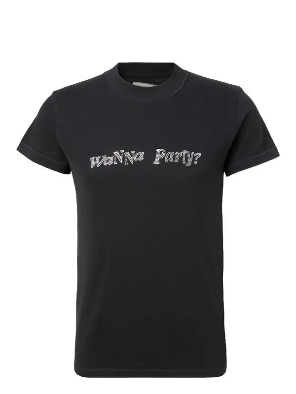 ERL Embellished Cotton Jersey T-shirt - Black