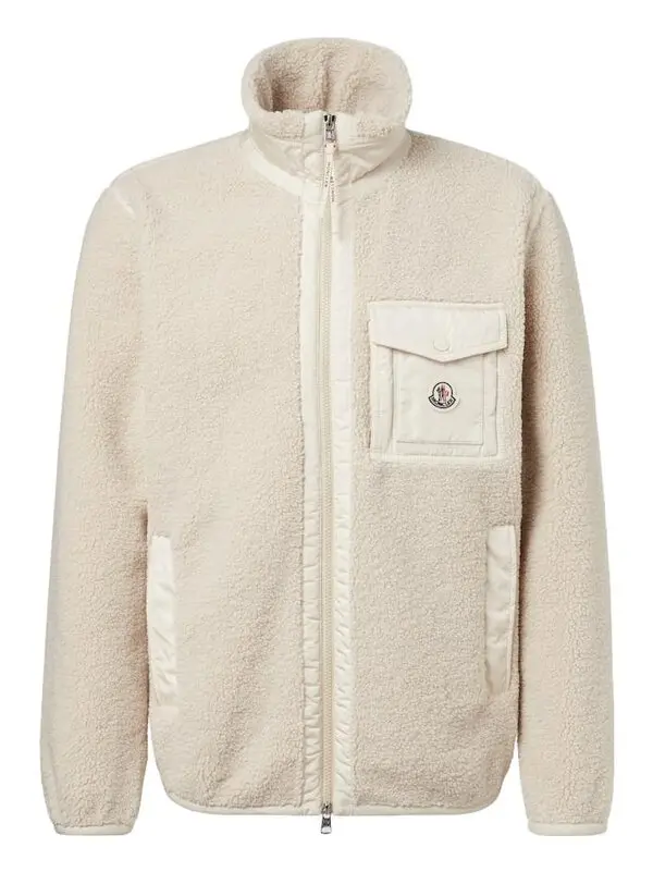 Moncler Fleece Zip-up Cardigan - Beige