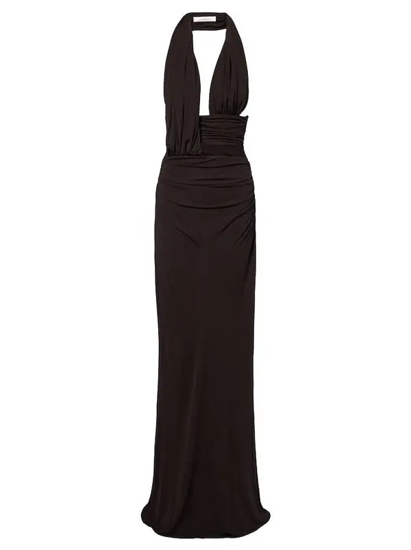 Christopher Esber Cutout Halterneck Jersey Maxi Dress - Brown