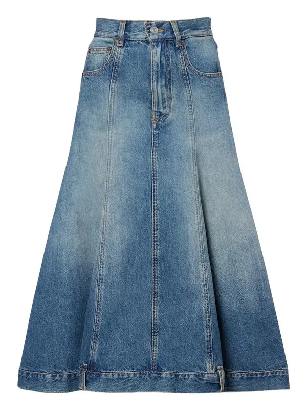 Victoria Beckham Denim Midi Skirt - Blue