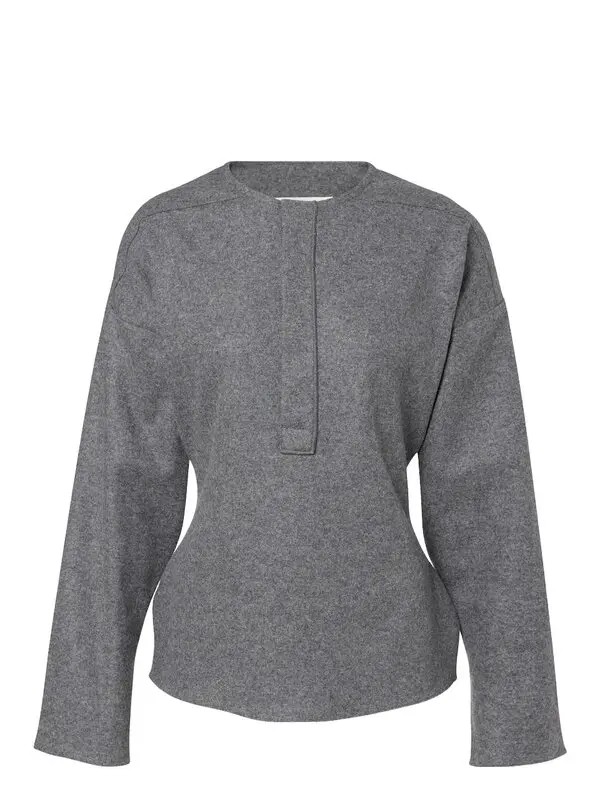 Victoria Beckham Wool And Cashmere Henley Shirt - Grey