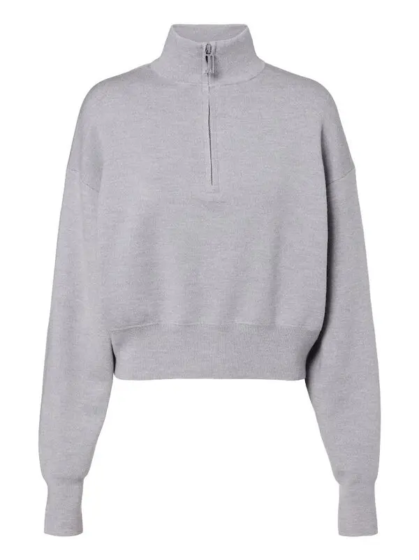 Victoria Beckham Wool-blend Half-zip Sweater - Grey