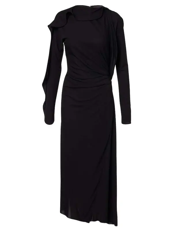 Victoria Beckham Draped Jersey Maxi Dress - Black
