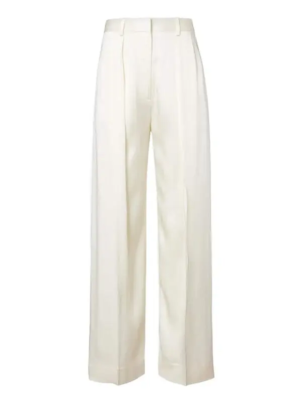 Victoria Beckham Satin Wide-leg Trousers - White