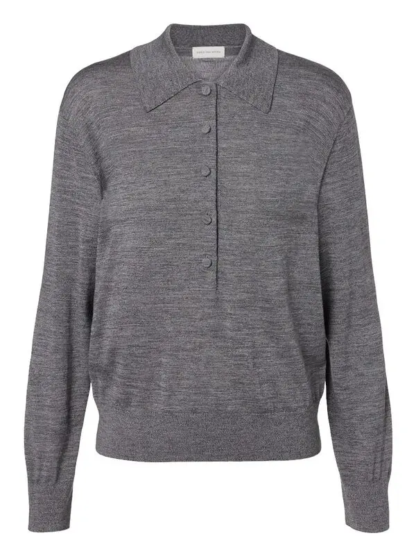 Dries Van Noten Wool Polo Sweater - Grey