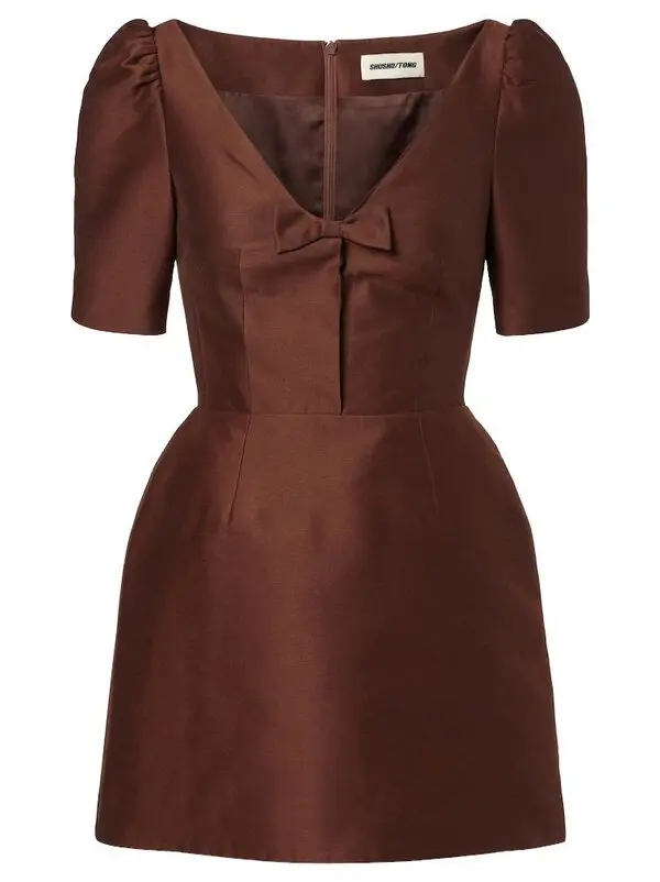 SHUSHU/TONG Pleated Mini Dress - Brown