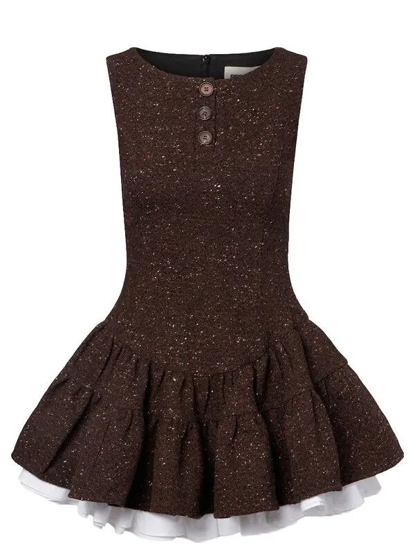 SHUSHU/TONG Knitted Wool-blend Minidress - Brown