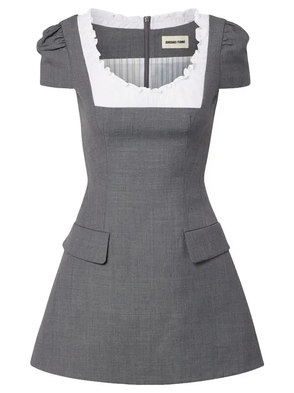 SHUSHU/TONG Bow-detailed Cutout Top - Grey