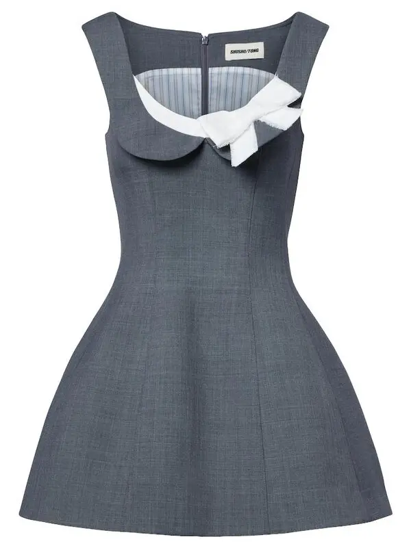 SHUSHU/TONG Knitted Wool-blend Minidress - Grey