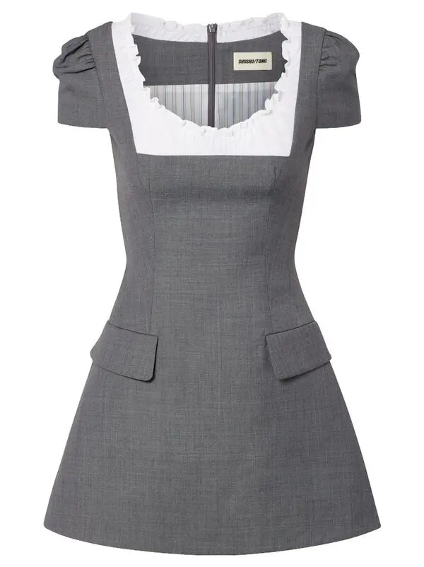 SHUSHU/TONG Bow-detailed Cutout Top - Grey