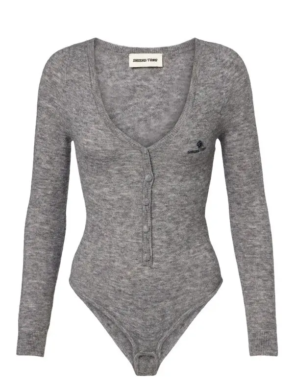 SHUSHU/TONG Floral Bodysuit - Grey