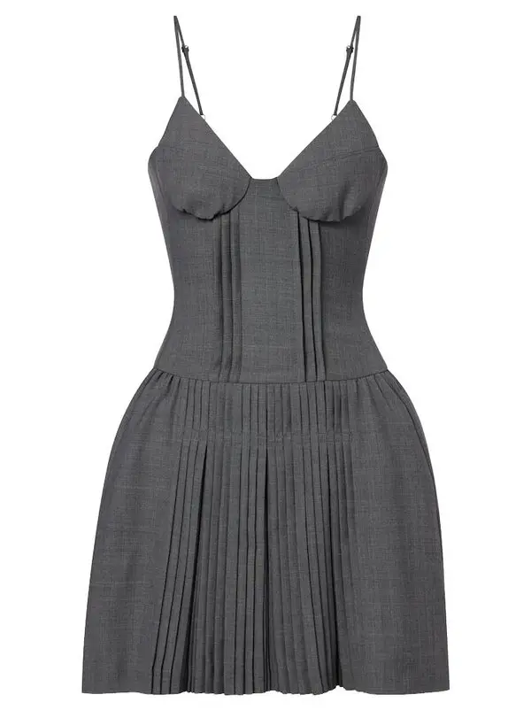 SHUSHU/TONG Knitted Wool-blend Minidress - Grey