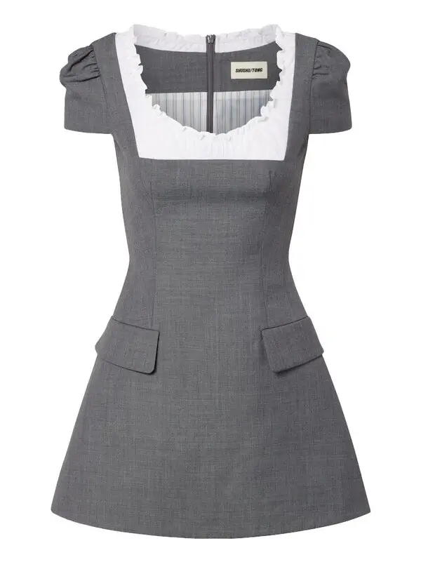 SHUSHU/TONG Bow-detail Satin Midi Dress - Grey
