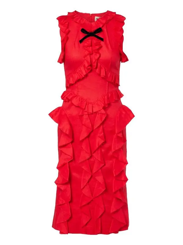 SHUSHU/TONG Bow-detailed Cutout Top - Red