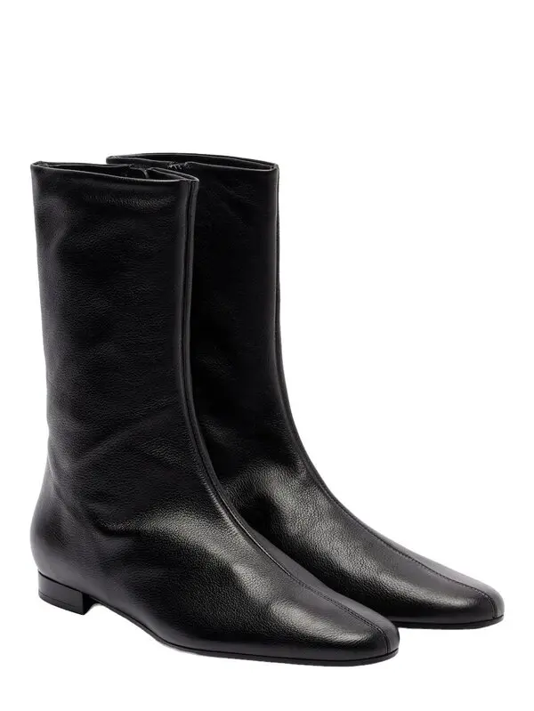 TOTEME Leather Ankle Boots - Black