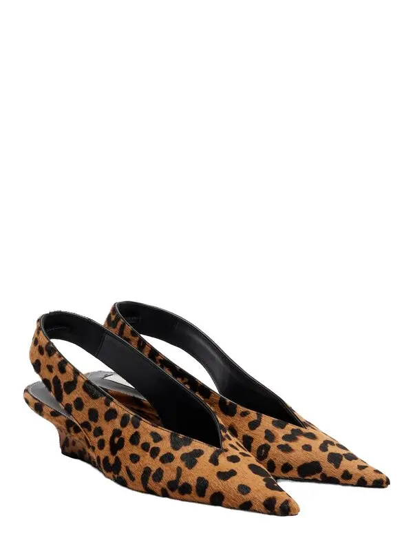 TOTEME Leopard-print Calf Hair Slingback Pumps - Brown