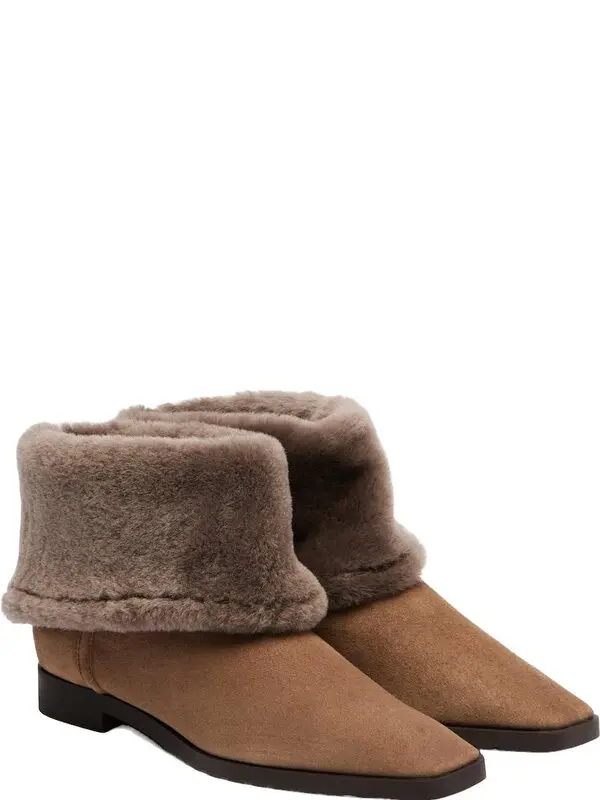 TOTÊME Shearling-lined Suede Ankle Boots - Brown