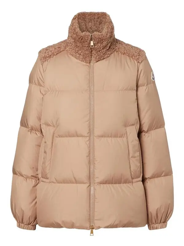 Moncler Esnaie Fleece-trimmed Down Jacket - Beige