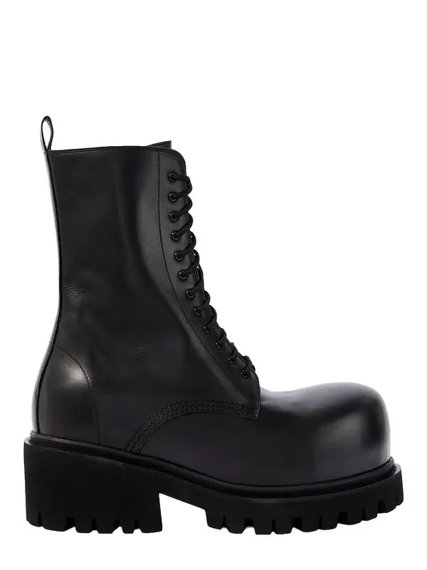 Balenciaga Stomper Leather Boots - Black
