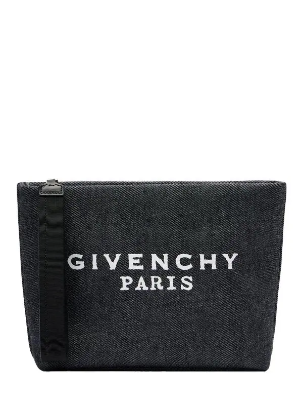 Givenchy Logo Cotton Denim Pouch - Blue