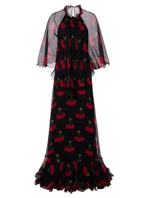 Valentino Garavani Creponne Chiffon Gown - Black