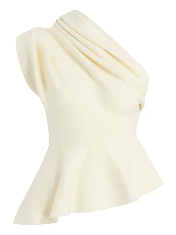Khaite Aimee Asymmetric Merino-wool Top - Ivory