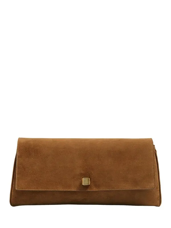 Khaite Audrey Suede Clutch - Neutral