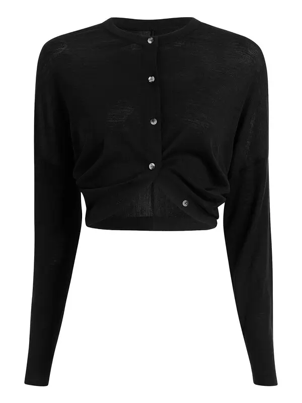 Khaite Finn Cropped Merino-wool Cardigan - Black