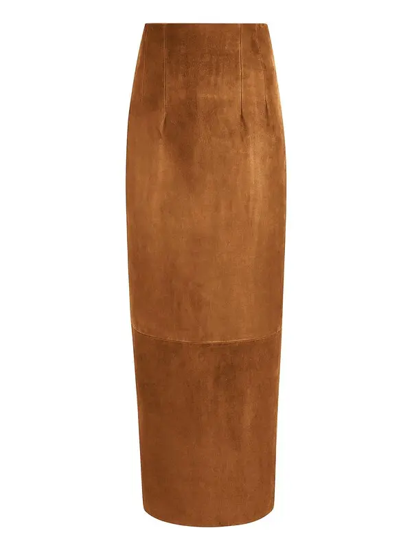 Khaite Loxley Suede Maxi Skirt - Brown