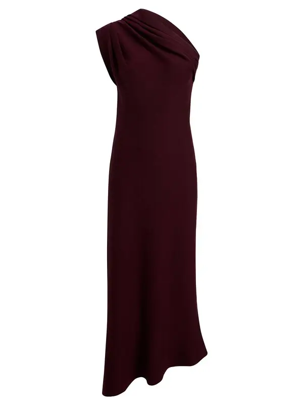 Khaite Coast Asymmetric Merino-wool Midi Dress - Burgundy